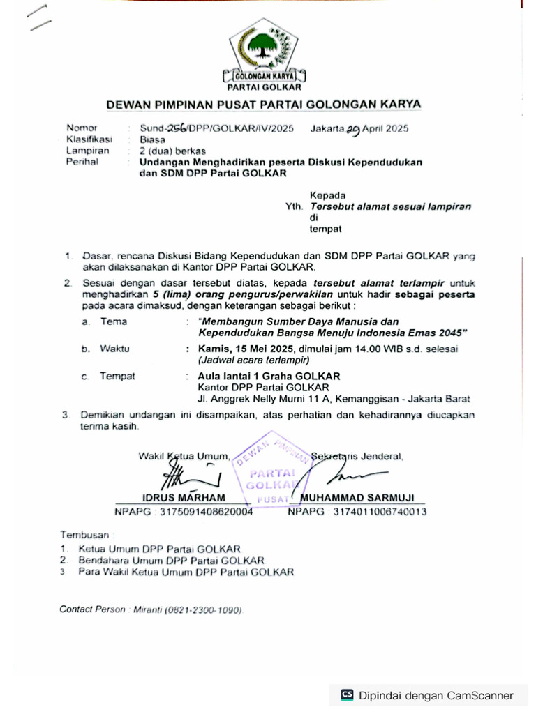 Undangan Diskusi DR DPP PG | PDF