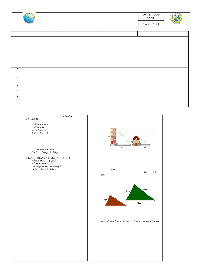 Examen Acumulativa Ii Periodo 8° Matemá | PDF | Matemáticas