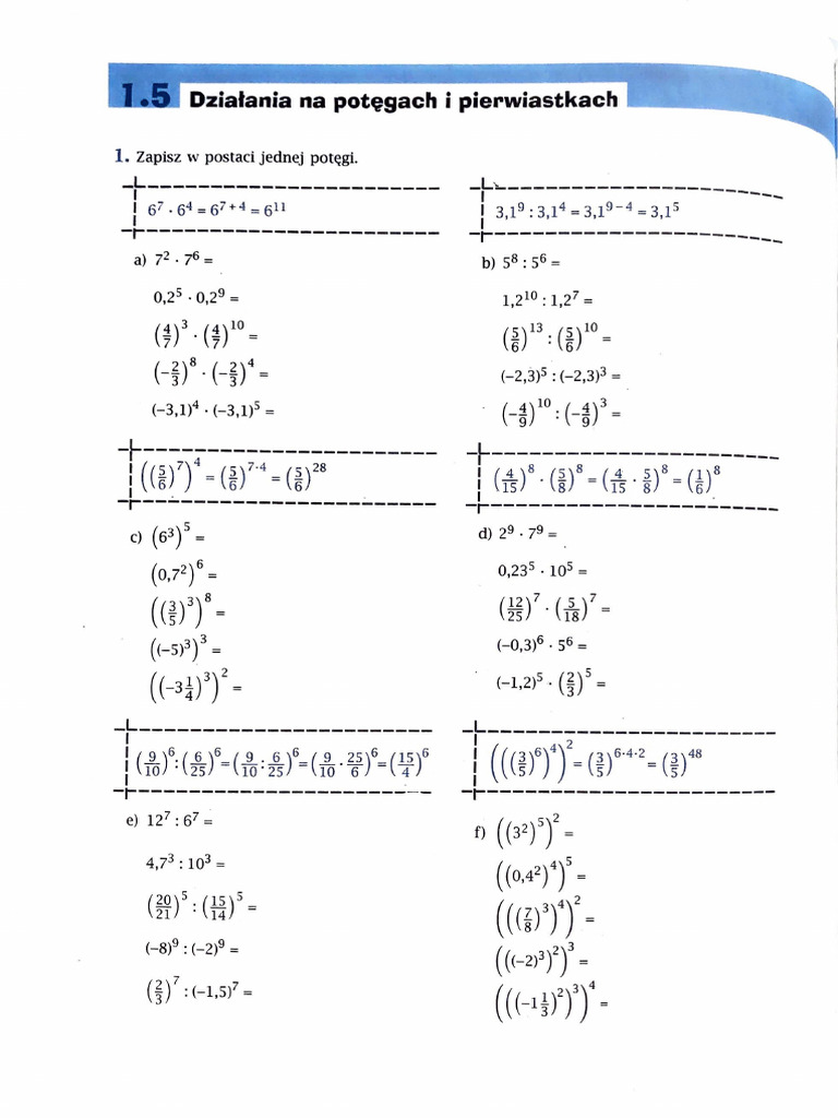 Potęgi I Pierwiastki Mistrz | PDF