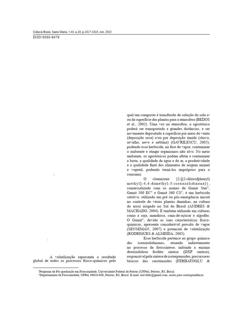 Plantas Indicadoras de Clomazone Na Fase Vapor | PDF | Enzima | Plantas