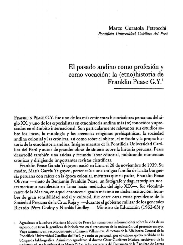 Franklin Pease 1 | PDF | Imperio Inca | Historiografía