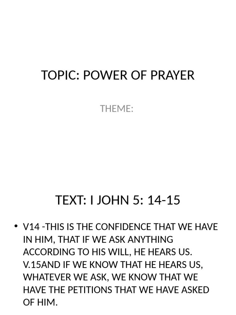 The Power of Prayer | PDF