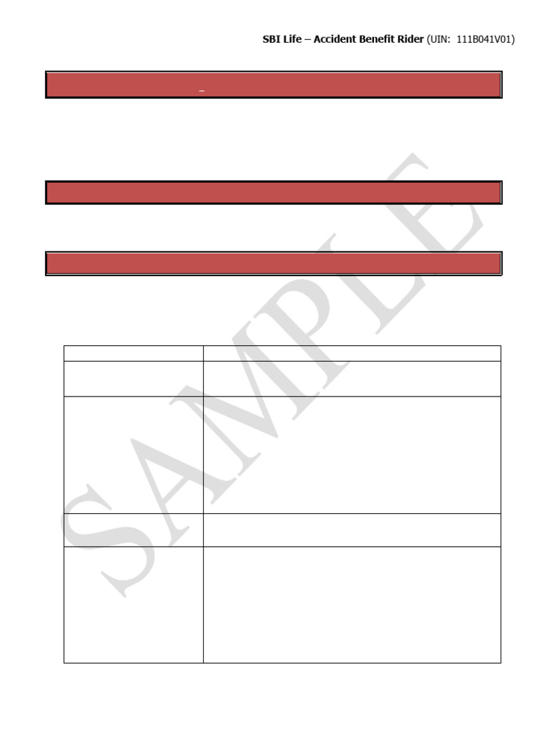 SBI+Life+-+Accident+Benefit+Rider Policy+Document Form+No.+683 Website ...