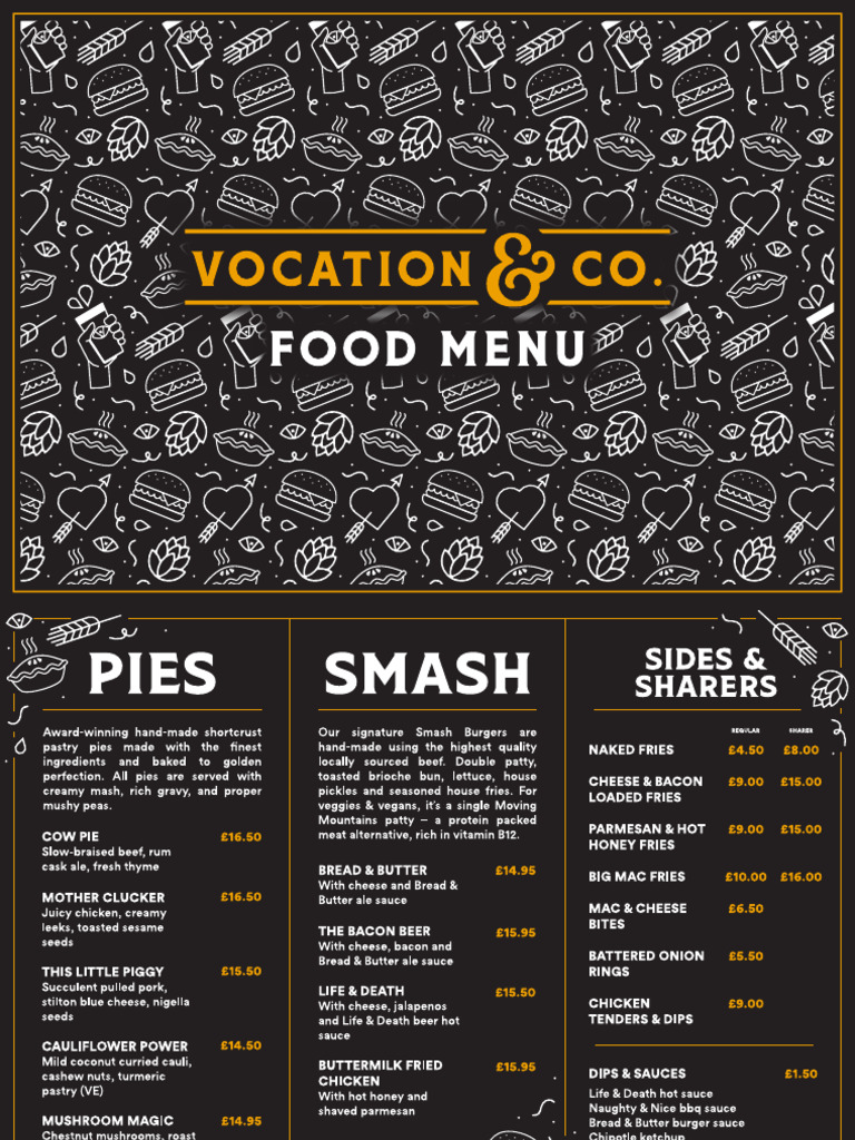 Pies Smash Menu A4 Landscape | PDF