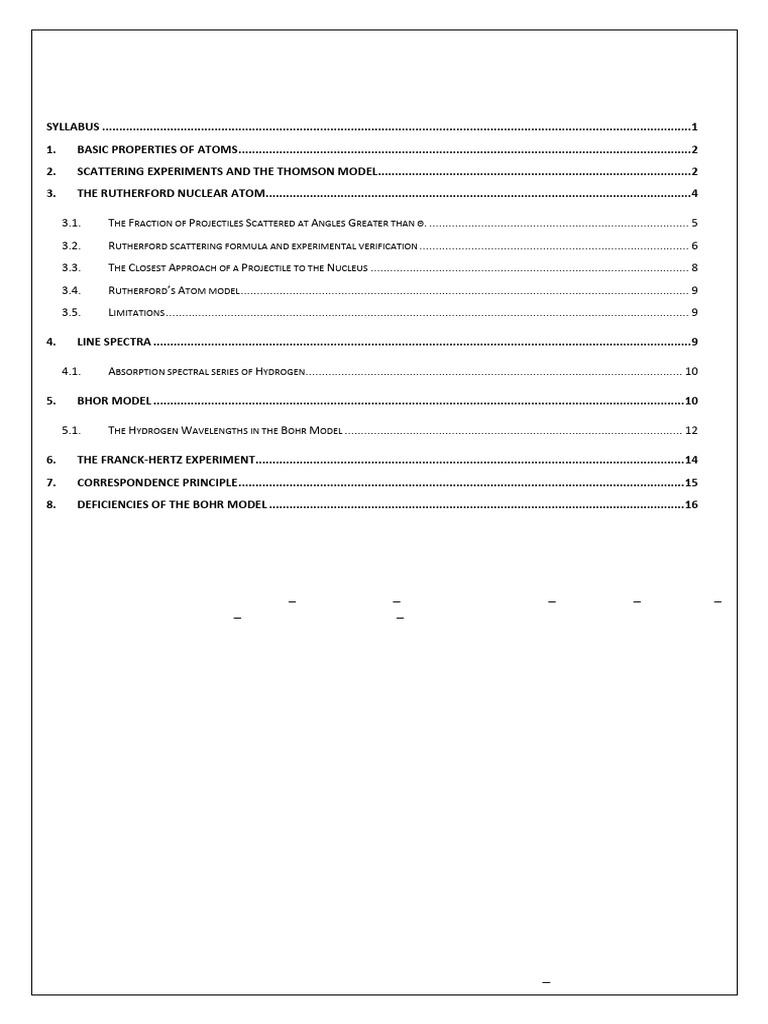 Rutherford-Bohr Atom Model Overview | PDF | Atoms | Electron