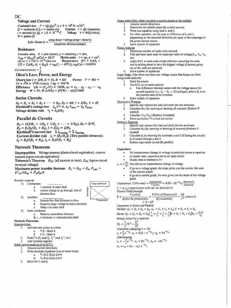 EAS200 - Formula Sheet For Exams - Spring25 | PDF