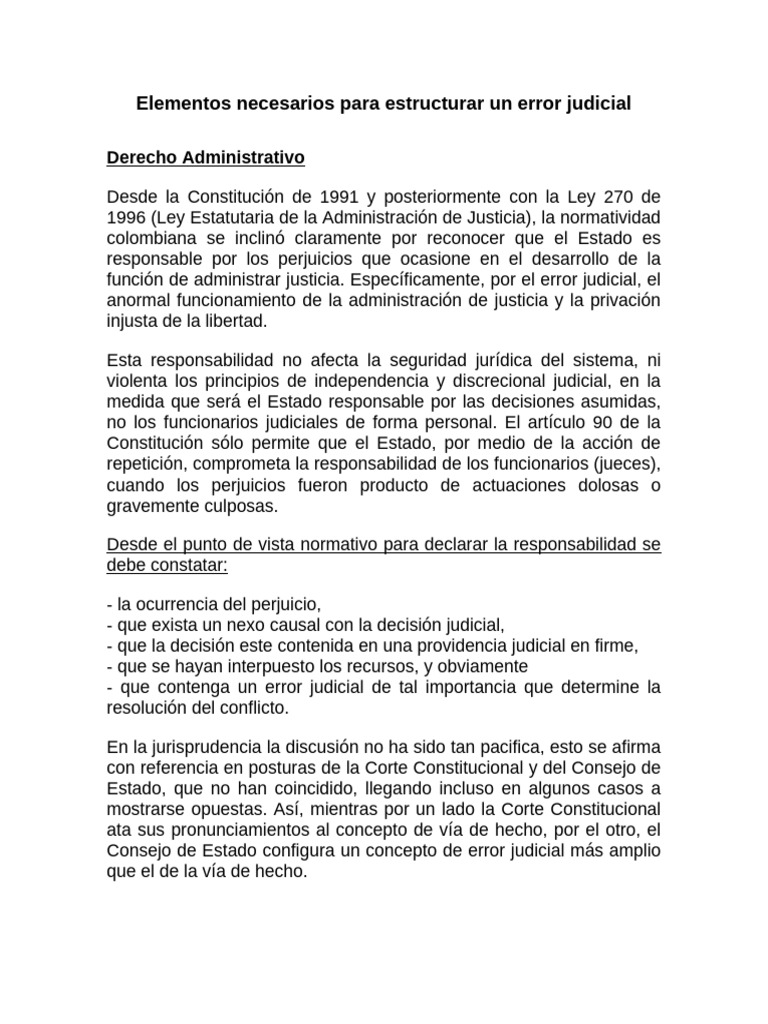 Estructura del Error Judicial en Colombia | PDF | Caso de ley | Juez