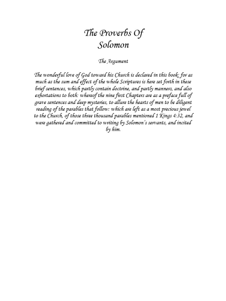 The Proverbs of Solomon | PDF | Foreign Language Studies | Religion ...