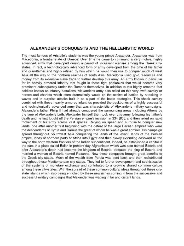 Alexander's Conquests and Legacy | PDF | Alexander The Great ...