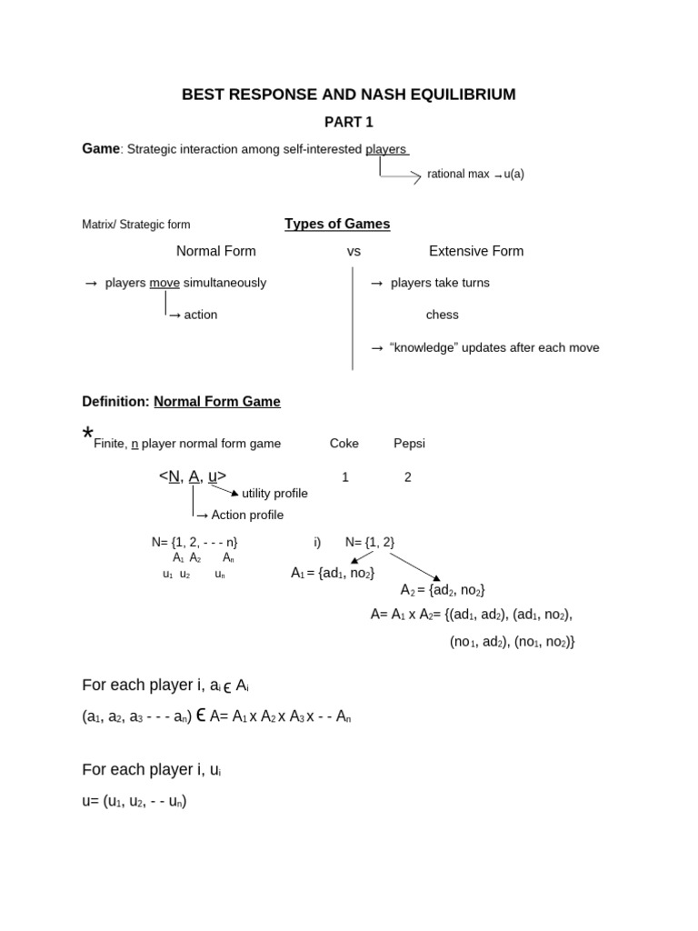 Best Response & Nash Equilibrium Explained | PDF