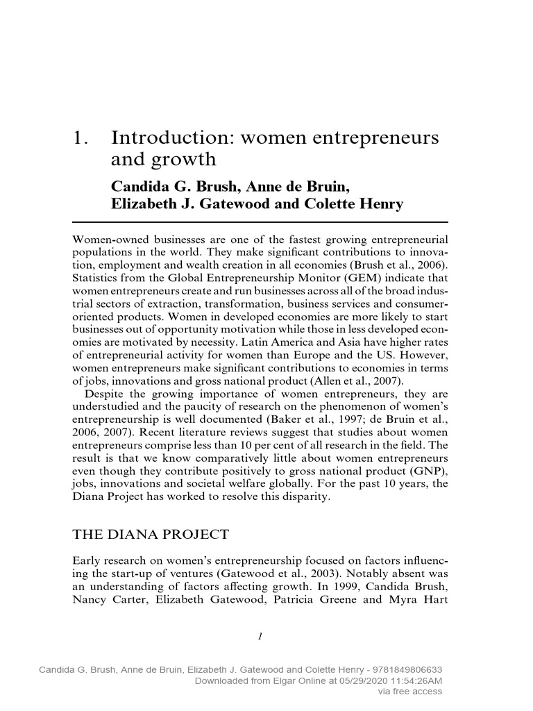 Introduction Women Entrepreneurs and Gro | PDF | Entrepreneurship | Gender