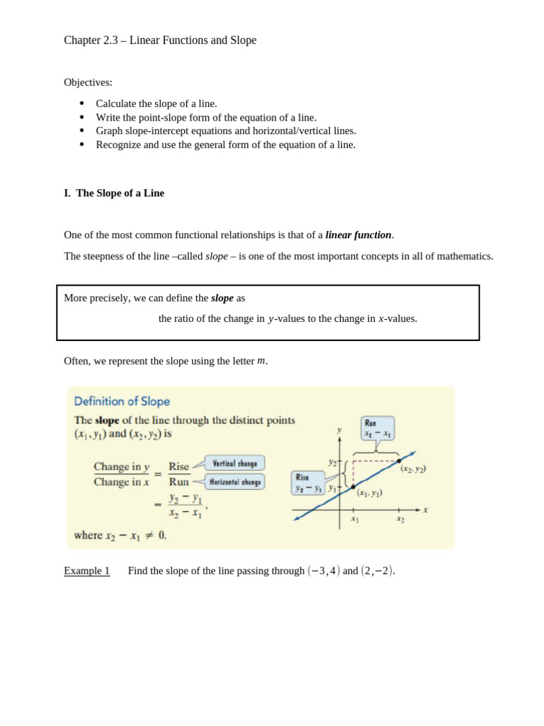 2.3 - Linear Functions and Slope | PDF