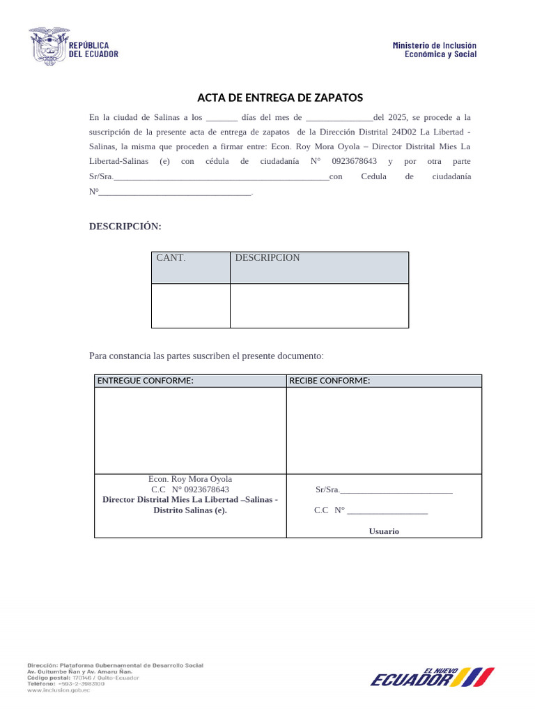 Modelo de Actas - 2025 | PDF