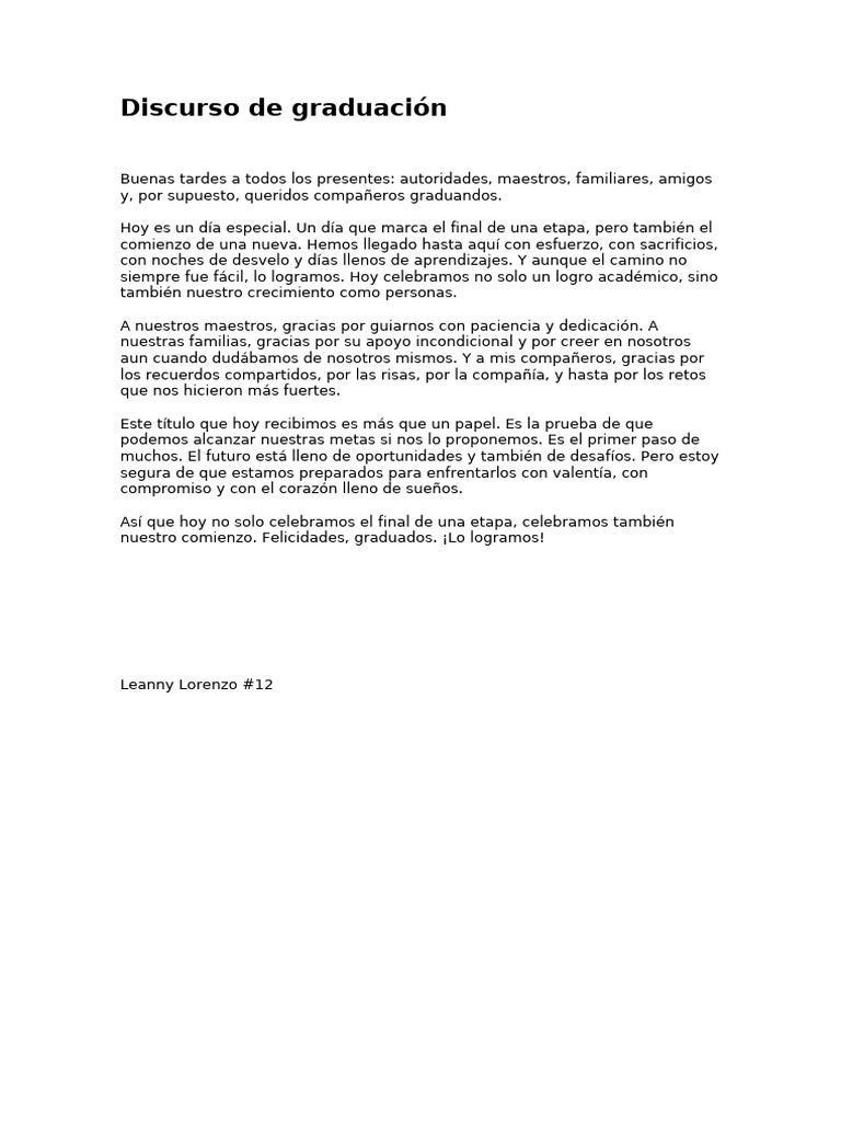 Discurso de Graduación 2023 | PDF