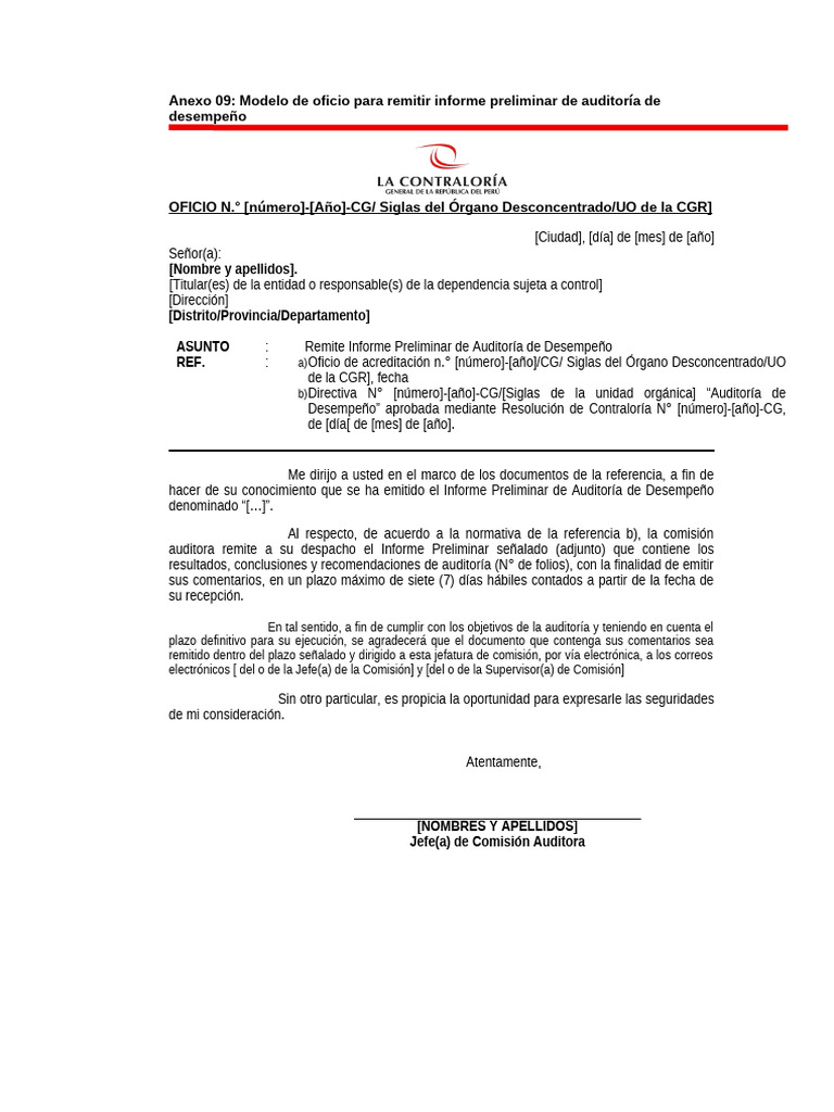 Modelo de oficio para remitir informe | PDF