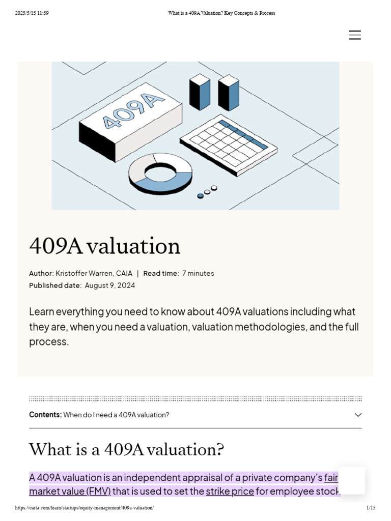 What Is A 409A Valuation - Key Concepts & Process | PDF | Valuation (Finance) | Stocks