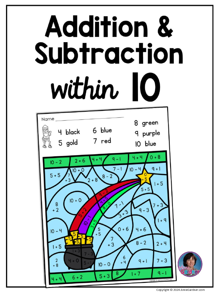 StPatricksDayMathActivitiesColorbyNumberAdduptoSubtractwithin10 1 | PDF