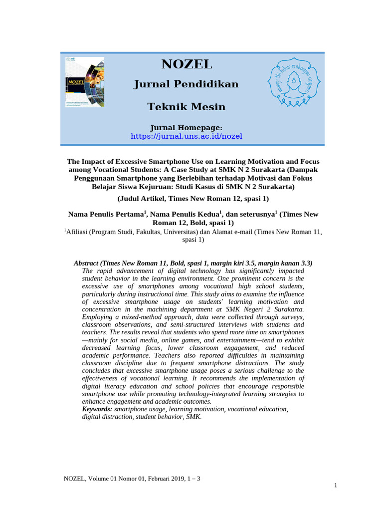 Pedoman Penulisan Artikel NOZEL Rev | PDF