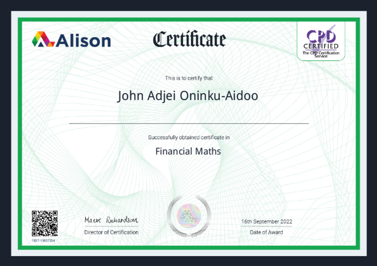 Alison - Certificate 1837 19607254 | PDF