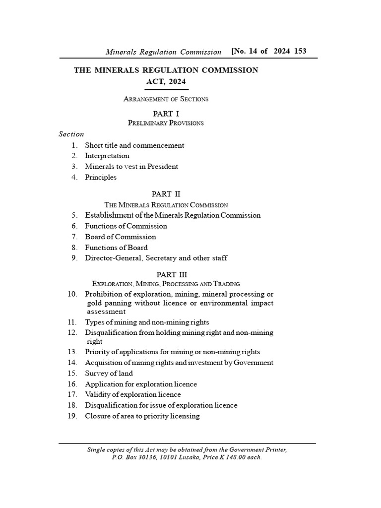 Act No. 14 of 2024 the Mineral Regulation Commission (1) | PDF | Mining ...