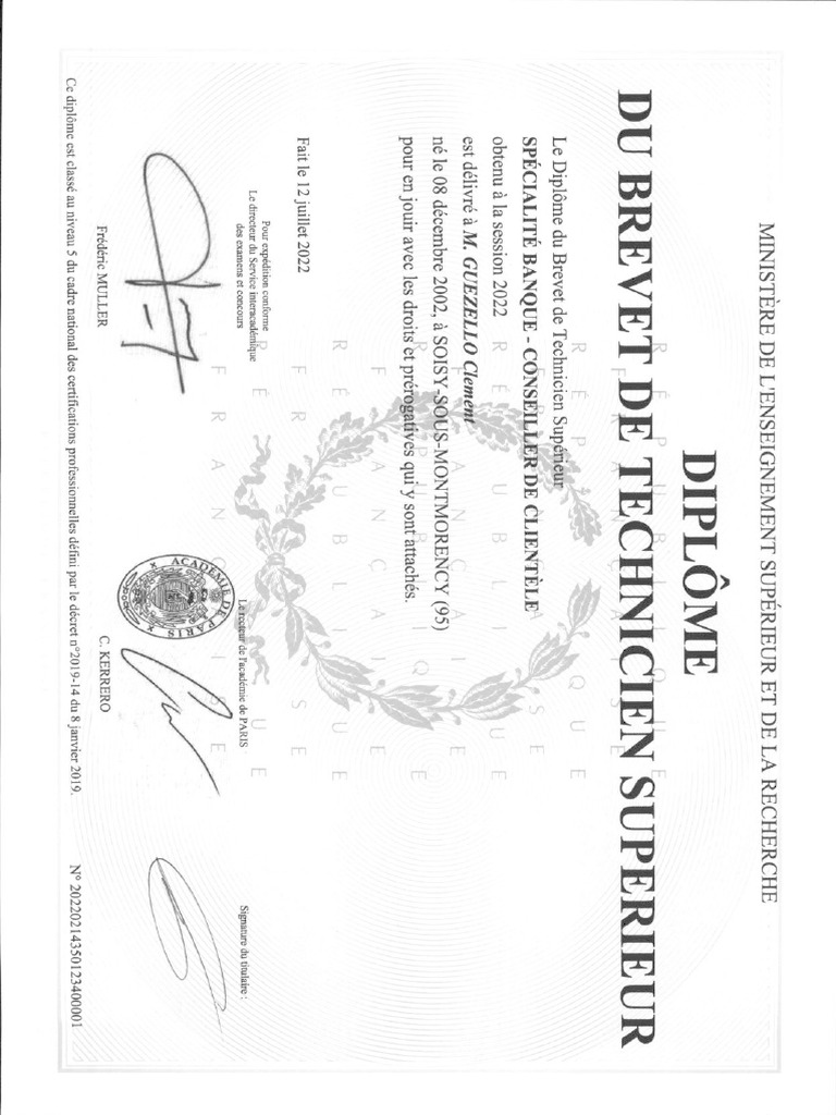 Diplôme Officiel BTS | PDF