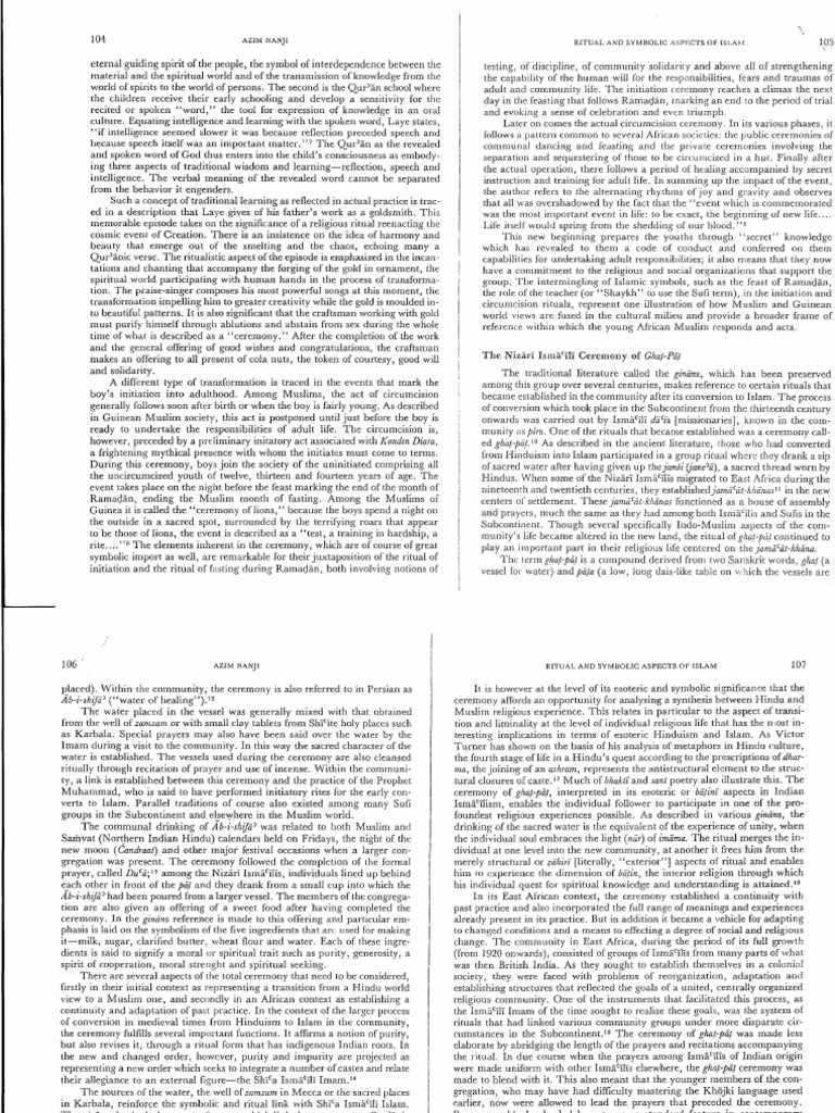 Azim Nanji - The Nizari Ismaili Ceremony of Ghat-Pat 104-107 | PDF ...