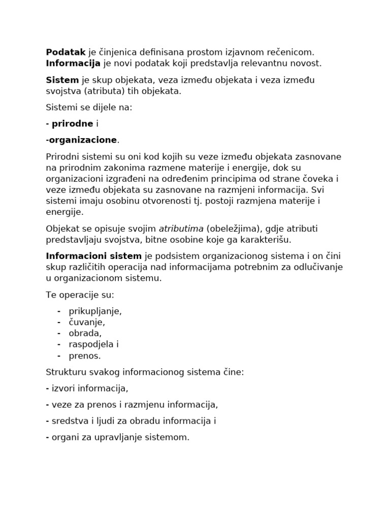 Baza Podataka, Osnovni Pojmovi | PDF