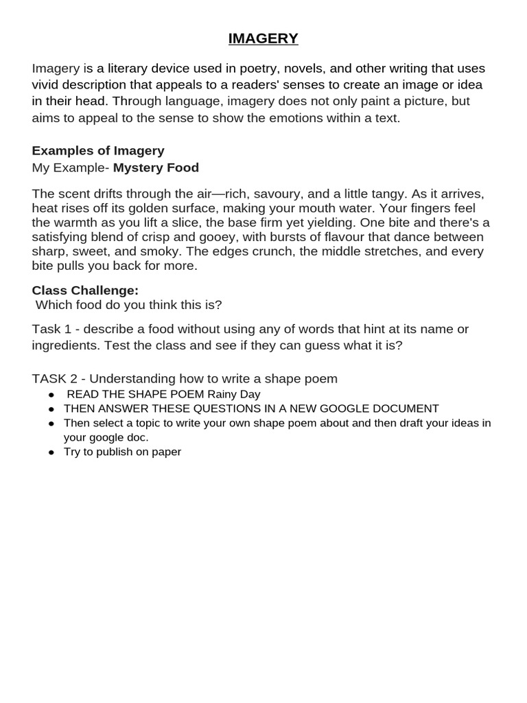 Understanding Imagery in Writing | PDF