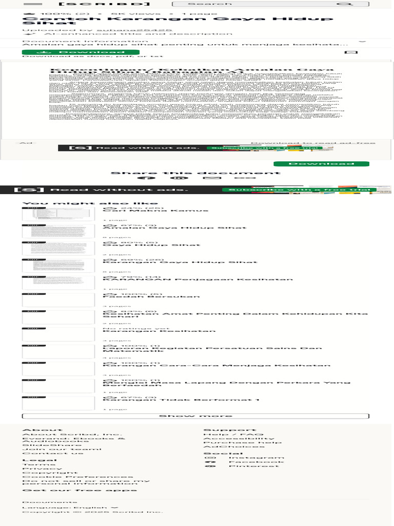 Contoh Karangan Gaya Hidup Sihat PDF | PDF | Scribd | Digital Technology