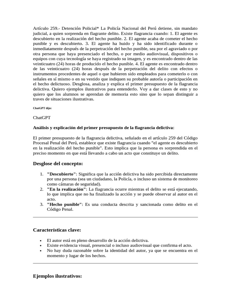 Artículo 259 Del CPP | PDF | Robo | Policía