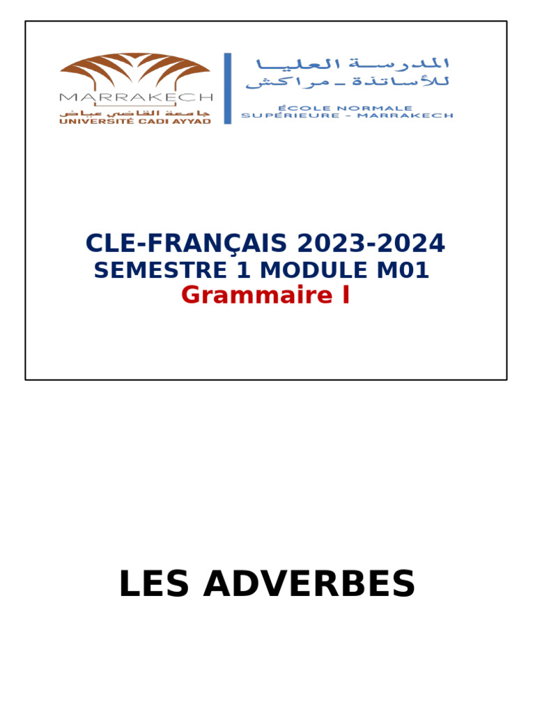 Les-Advebes - Cours - 2023-2024 2 | PDF | Adverbe | Phrase