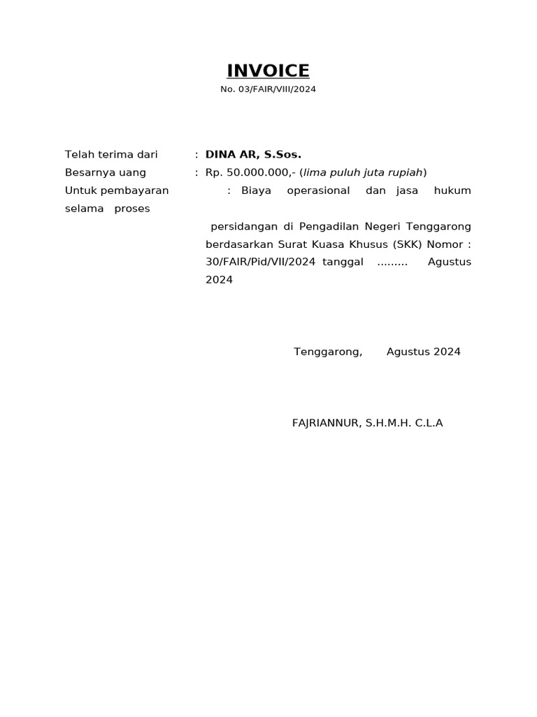 Invoice Dina AR | PDF