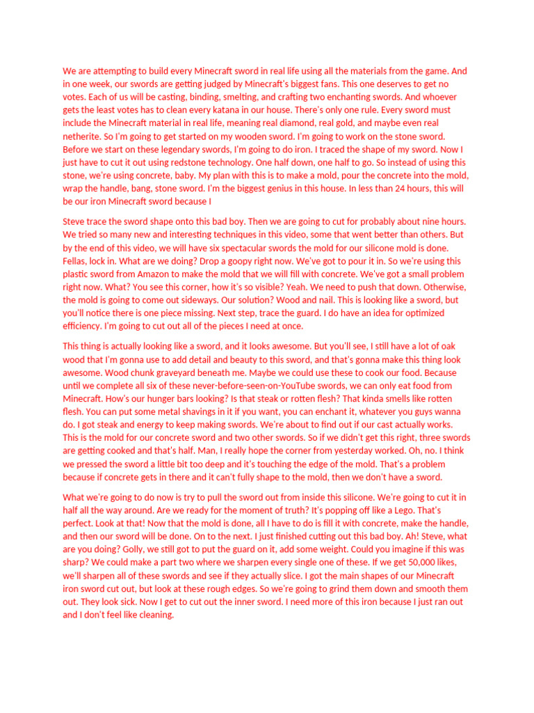 We Are Attempting To Build Every Minecraft Sword in Real Life Using All ...