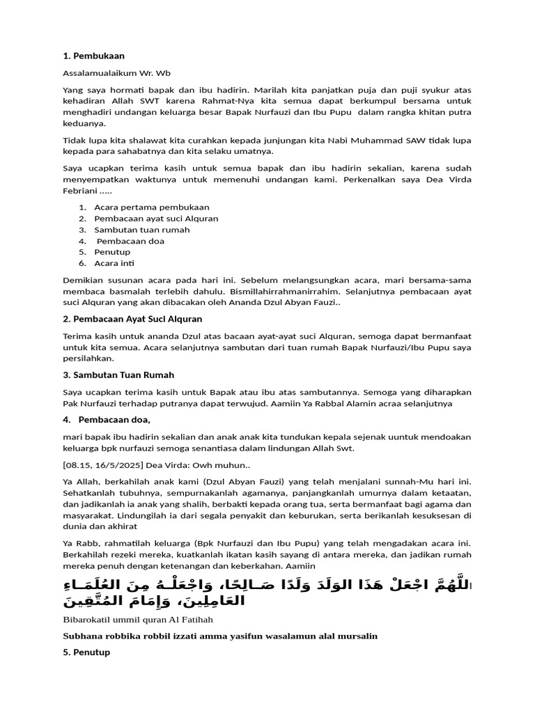 Teks MC Khitanan | PDF