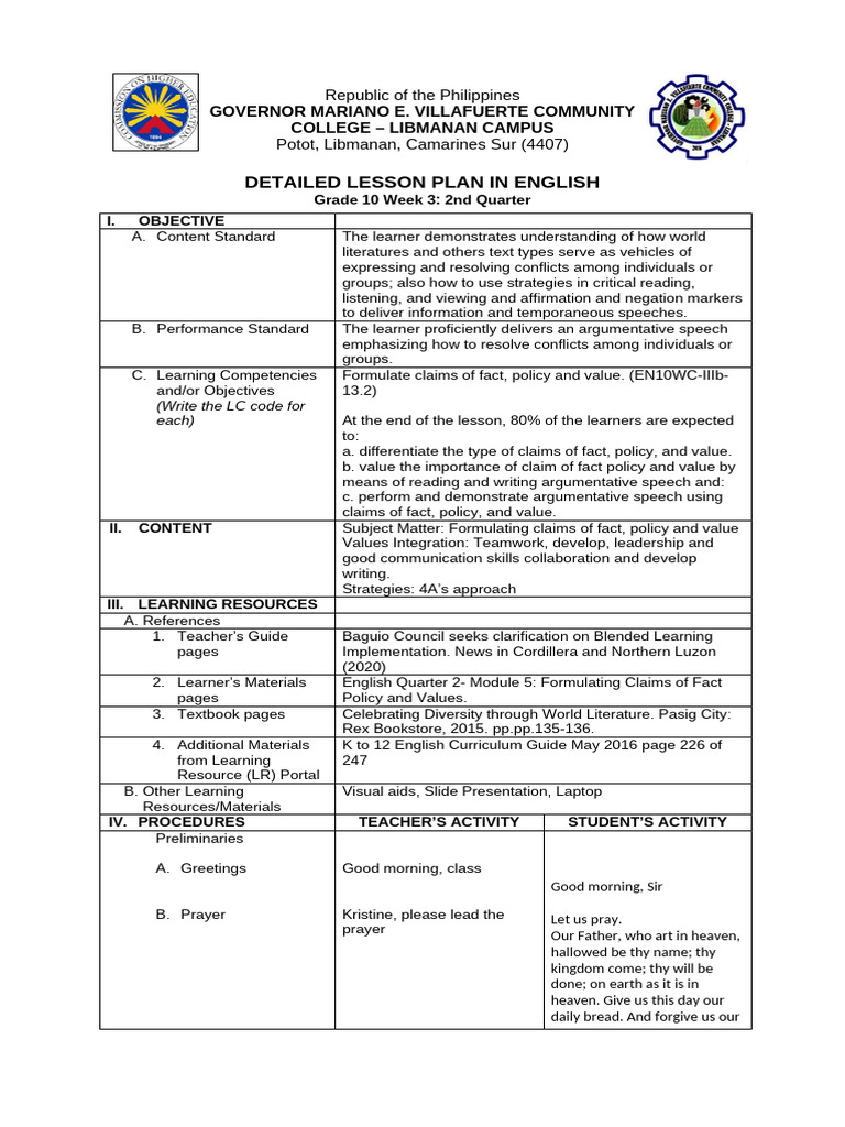 AUTOMOTIVE-DETAILED-LESSON-PLAN-TEMPLATE-1 | PDF | Lord's Prayer | Policy