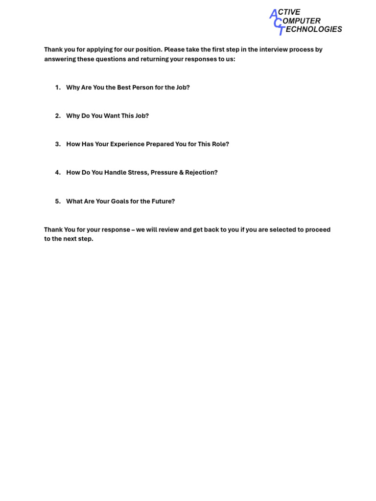 Applicant Questionaire | PDF