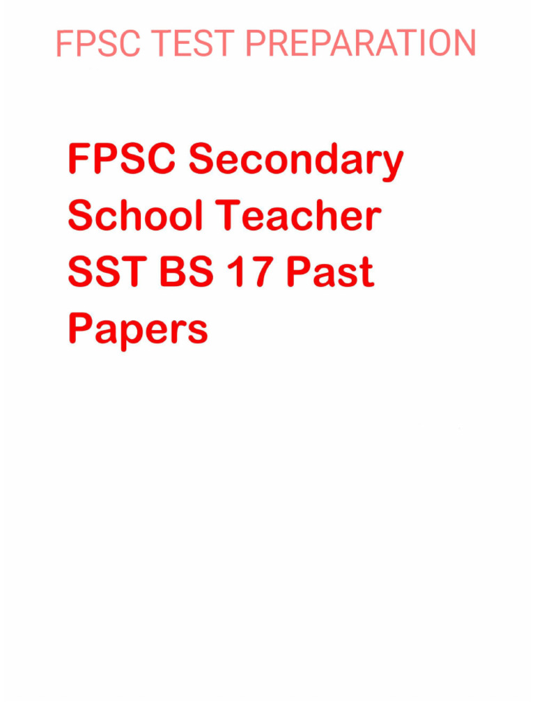 FPSC Secondary School Teacher SST BS 17 Past Paper | PDF