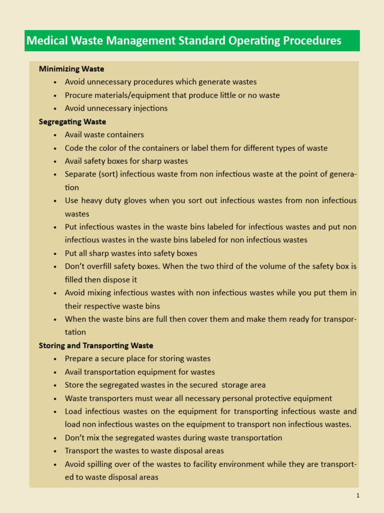 SOP For Medical Waste Management | PDF | Waste | Incineration