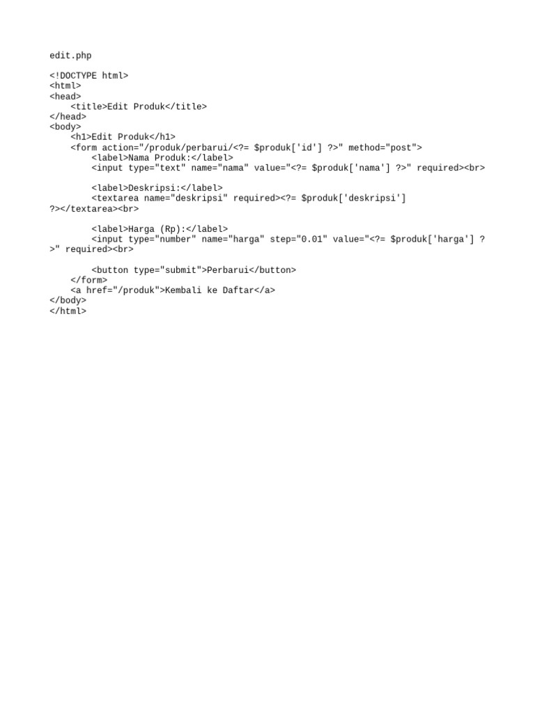 Form Edit Produk | PDF