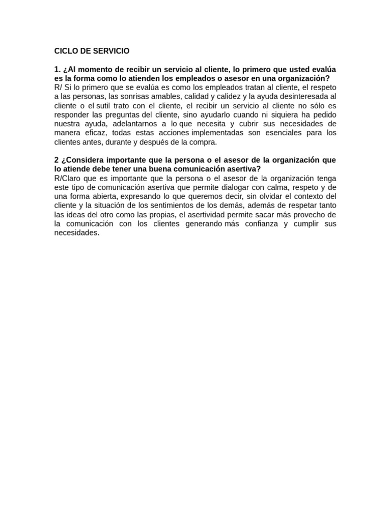 Ciclo de Servicio | PDF