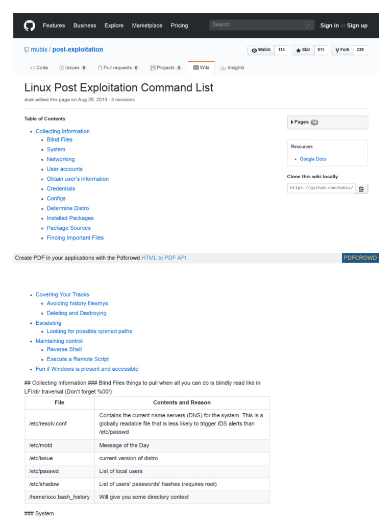 Linux Post Exploitation Command List | PDF | Computer Architecture | Operating System Technology