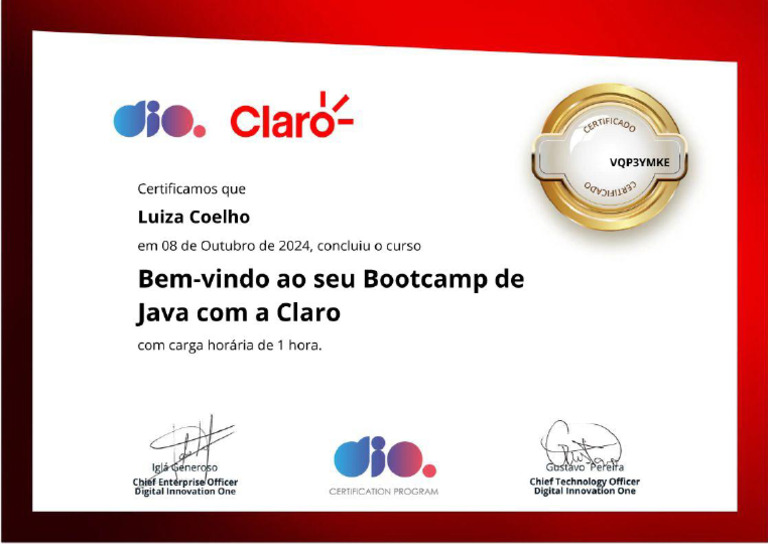 Inicio Bootcamp Dio Java | PDF