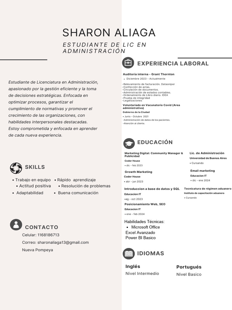 CV Sharon Aliaga | PDF | Aprendizaje