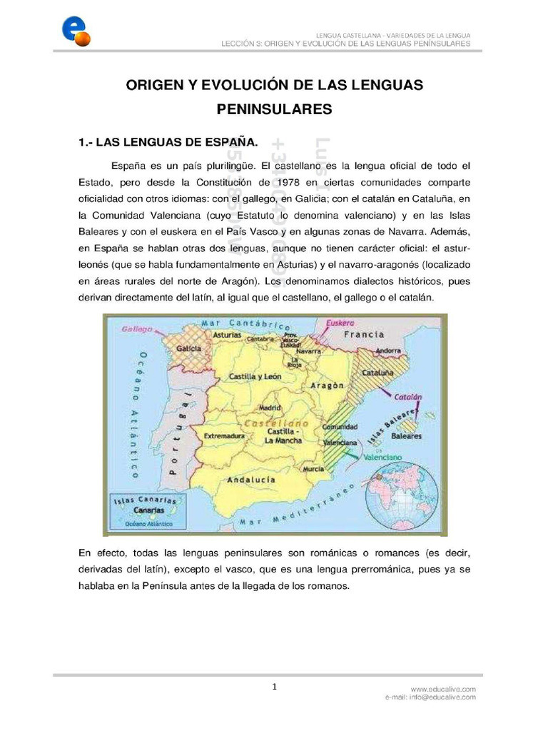 Leccion 3 Origen y Evolucion de Las Lenguas Peninsulares | PDF