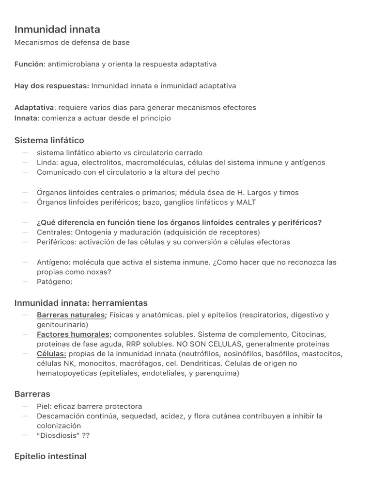 Inmunidad innata | PDF | Sistema inmune | Sistema inmune innato