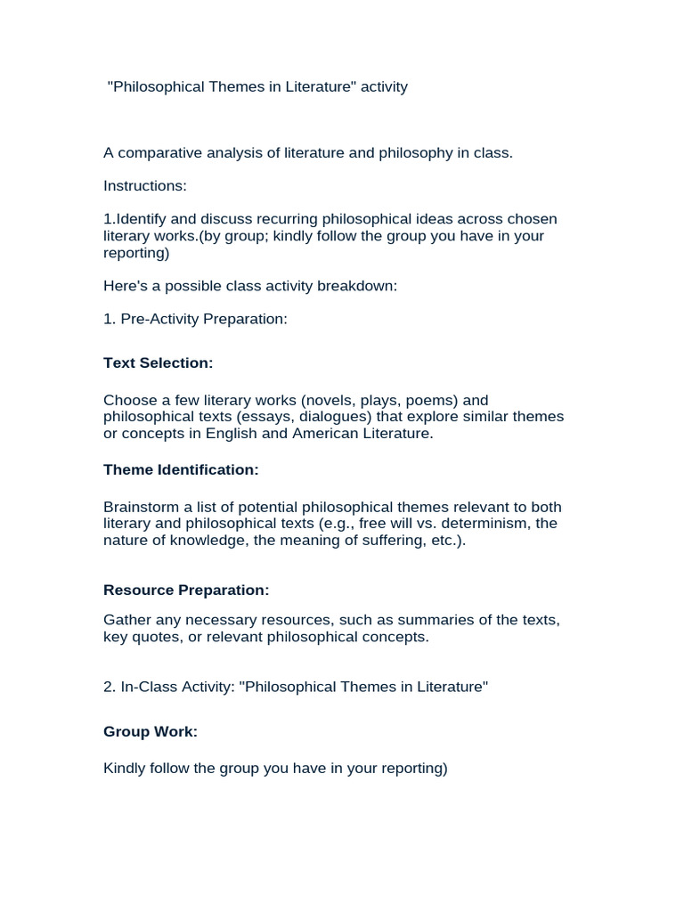 Activity On Philosophical Themes in Literature | PDF