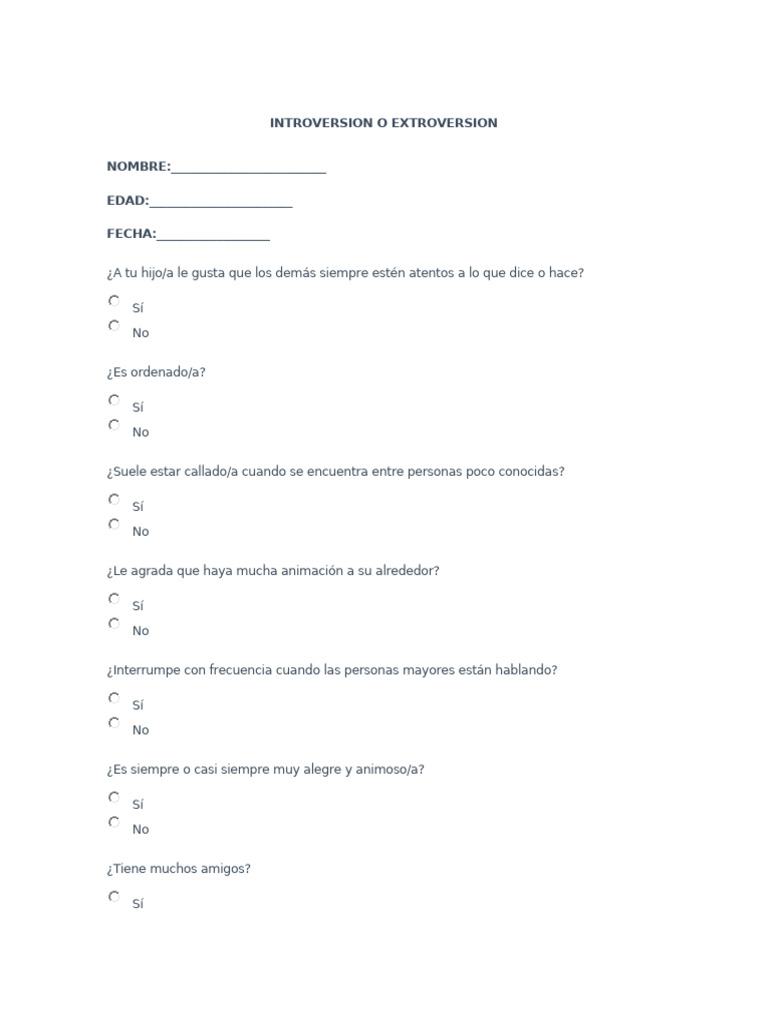 Introversion o Extroversion | PDF