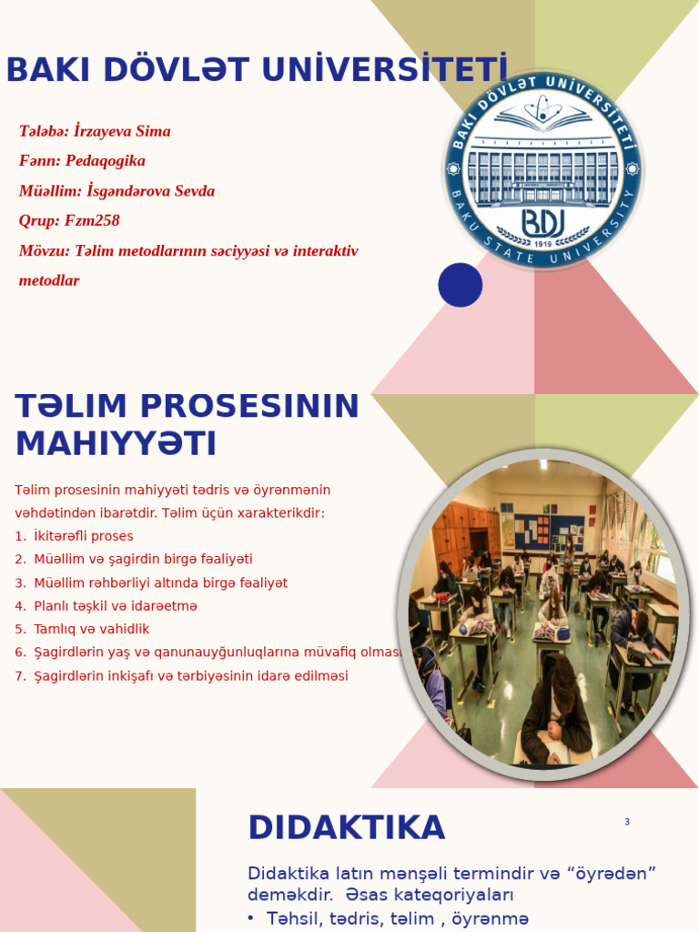 50. Təlim Metodlarının Səciyyəsi Və Interaktiv Metodlar | PDF