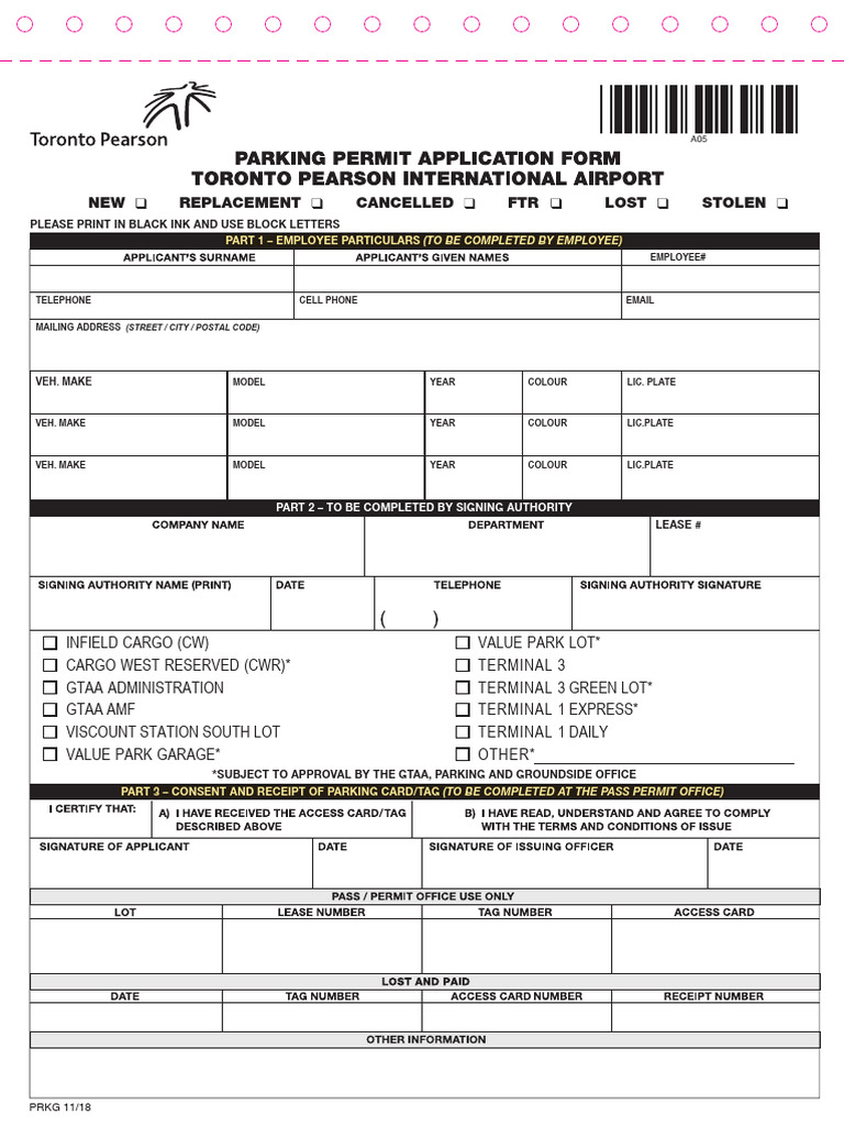 Parking Permit Application Form | PDF | Parking | Transport