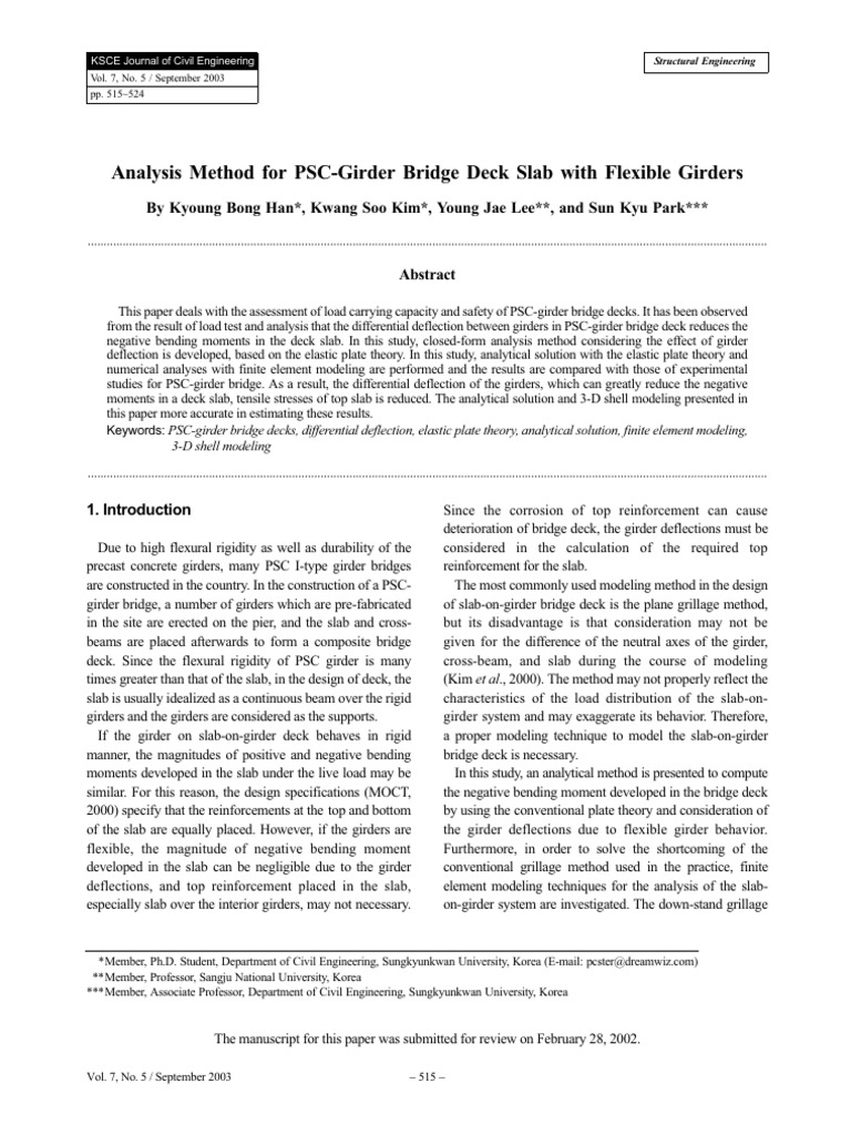 PSC-Girder Bridge Deck Analysis Method | PDF | Bending | Rotation